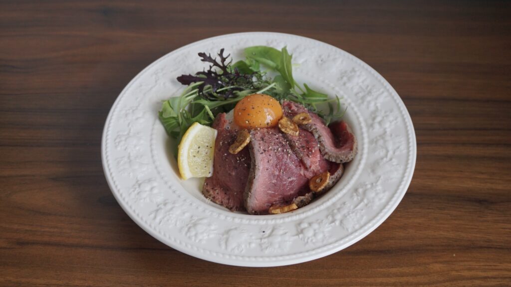 Japanese Steak Donburi (Roast Beef Rice Bowl) with Oroshi Ponzu