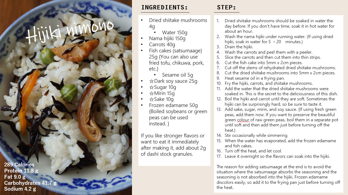 Hijiki Nimono (Hijiki Seaweed salad) - Japanese recipe